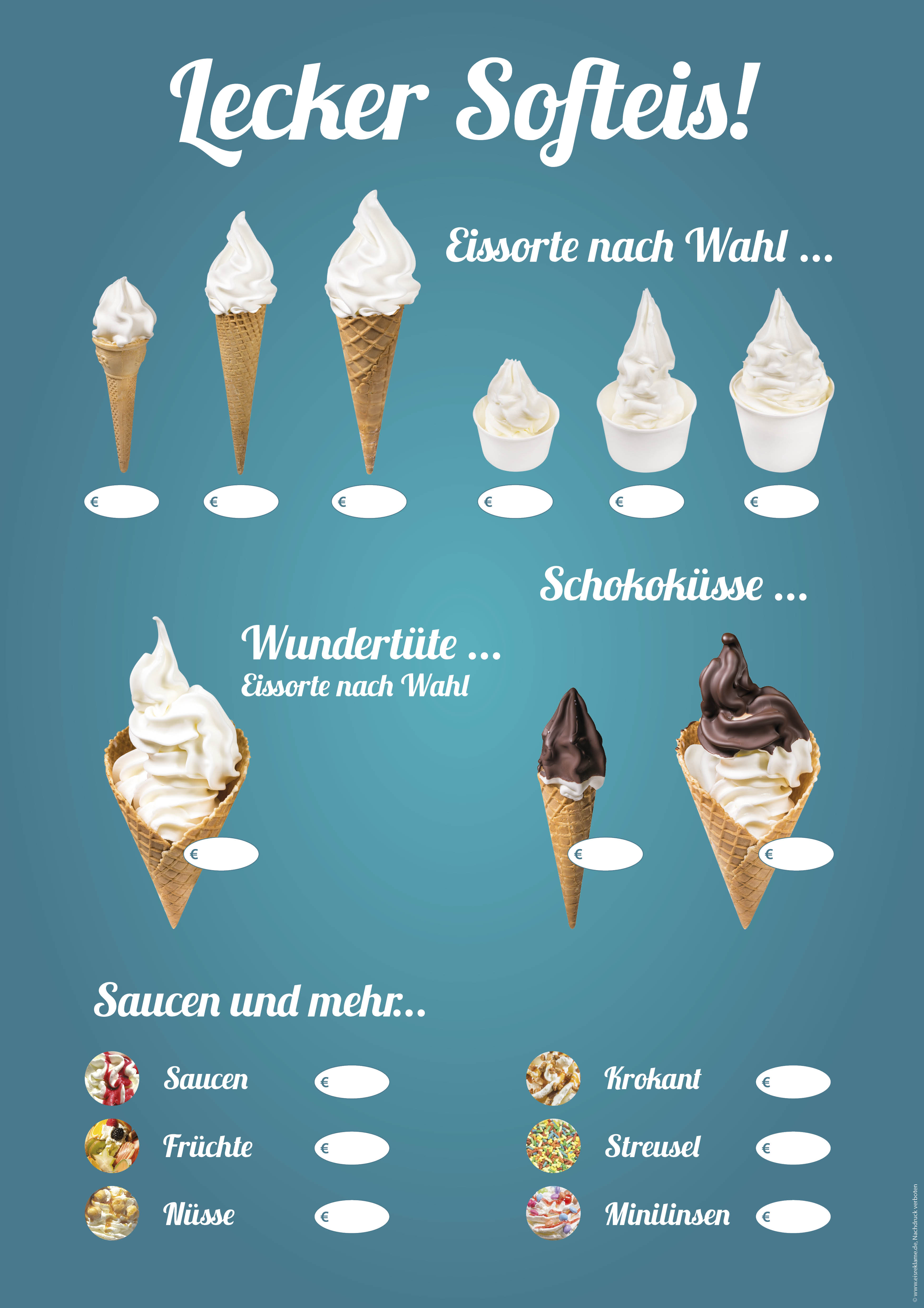 Wetterfestes Banner Softeis Portionen - eisreklame.de