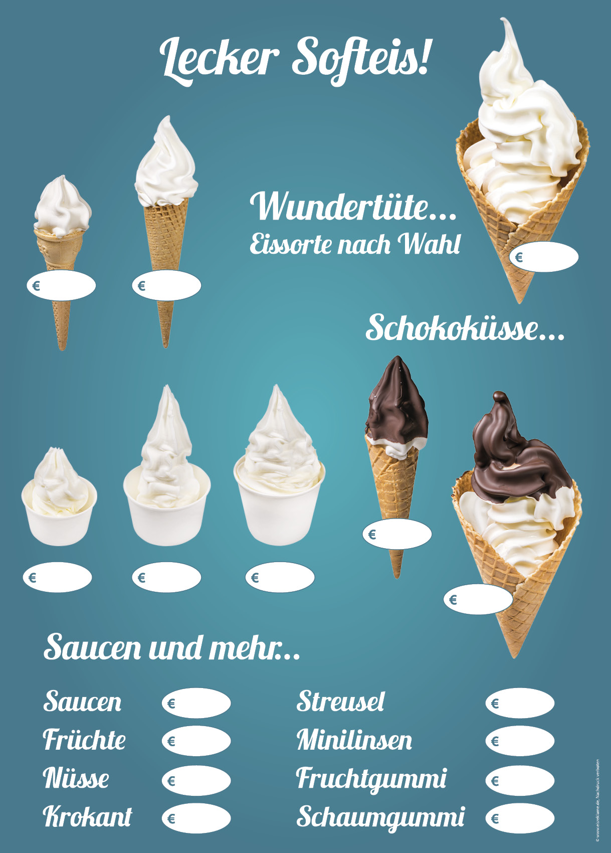 PVC-Tafel mit Softeis Portionen - eisreklame.de