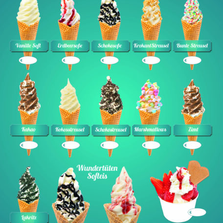 Wetterfestes Banner Softeis Vanille mit verschiedenen Dekorationen ...